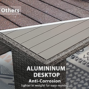 JOIVI Patio Furniture Set, 7 Piece Patio Dining Sofa Set, Outdoor Sectional Sofa Conversation Set All Weather Wicker Rattan Couch Dining Table & Chair with Ottoman, Gray