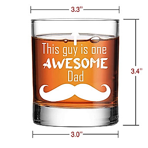 Perfectinsoy This Guy Is One Awesome Dad Whiskey Glass, Funny Birthday Gifts for Papas, Grandad, Grandfather and Stepfathers, Best Father Ever Gifts, Dad’s Birthday Gifts