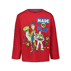 Disney Pixar Toy Story Woody Buzz Lightyear Forky Toddler Boys 2 Pack Long Sleeve T-Shirts Red/Gray/Blue 3T