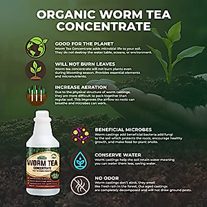 Worm Tea for Gardening Soil - Worm Tea Fertilizer Liquid - Worm Castings, Earthworm Casting Manure Fertilizer - Earthworm Tea Worm Castings - Worm Casting Concentrate (16 Oz)