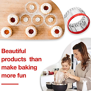 3Pcs Large Biscuit Cutter 3", 4", 5", Fluted Round Cookie Cutters for Baking, Sandwiches Cutter, Scone Cutter, Coated with Soft PVC for Protection