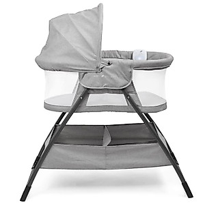 Baby Delight Beside Me Doze Deluxe Baby Bassinet, Bedside Sleeper, Foldable, Removeable Canopy, Pebble Grey