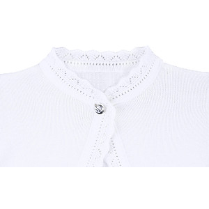 Lilax Baby Girls' Knit Long Sleeve Button Closure Bolero Cardigan Shrug 12-18 Months White