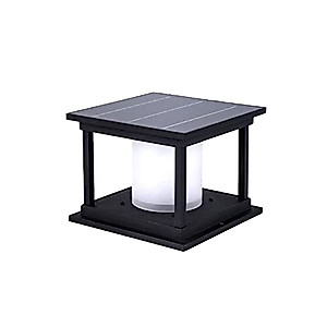 CZLZY Modern Simple Aluminum Square Column Light Solar LED Pillar Lamp Outdoor Post Light Fixtures Waterproof IP65 Courtyard Gate Fence Landscape Light Deck Bollard Light
