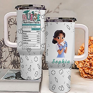 Personalized Nurse Tumbler 40oz -nurse scent analyst-Custom Name Insulated Travel Mug with Handle & Straw, Gift for Nurses, Medical Workers, Appreciation, Mother's Day rCE4Cv