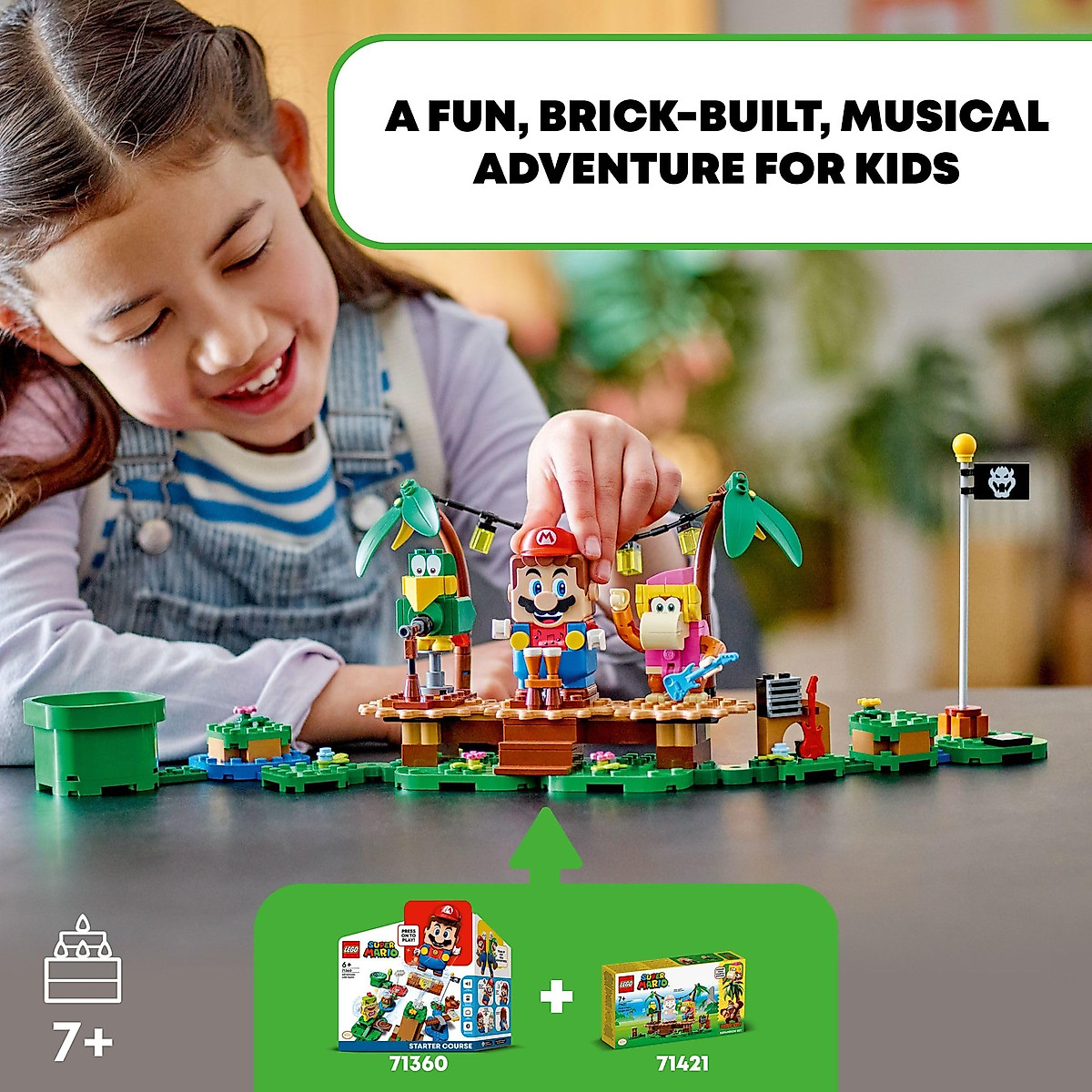 LEGO Super Mario Dixie Kong’s Jungle Jam Expansion Set 71421, Super Mario Gift Set for Boys and Girls Ages 7-9, Buildable Toy Game Featuring 2 Brick Built Super Mario Figures with Musical Accessories