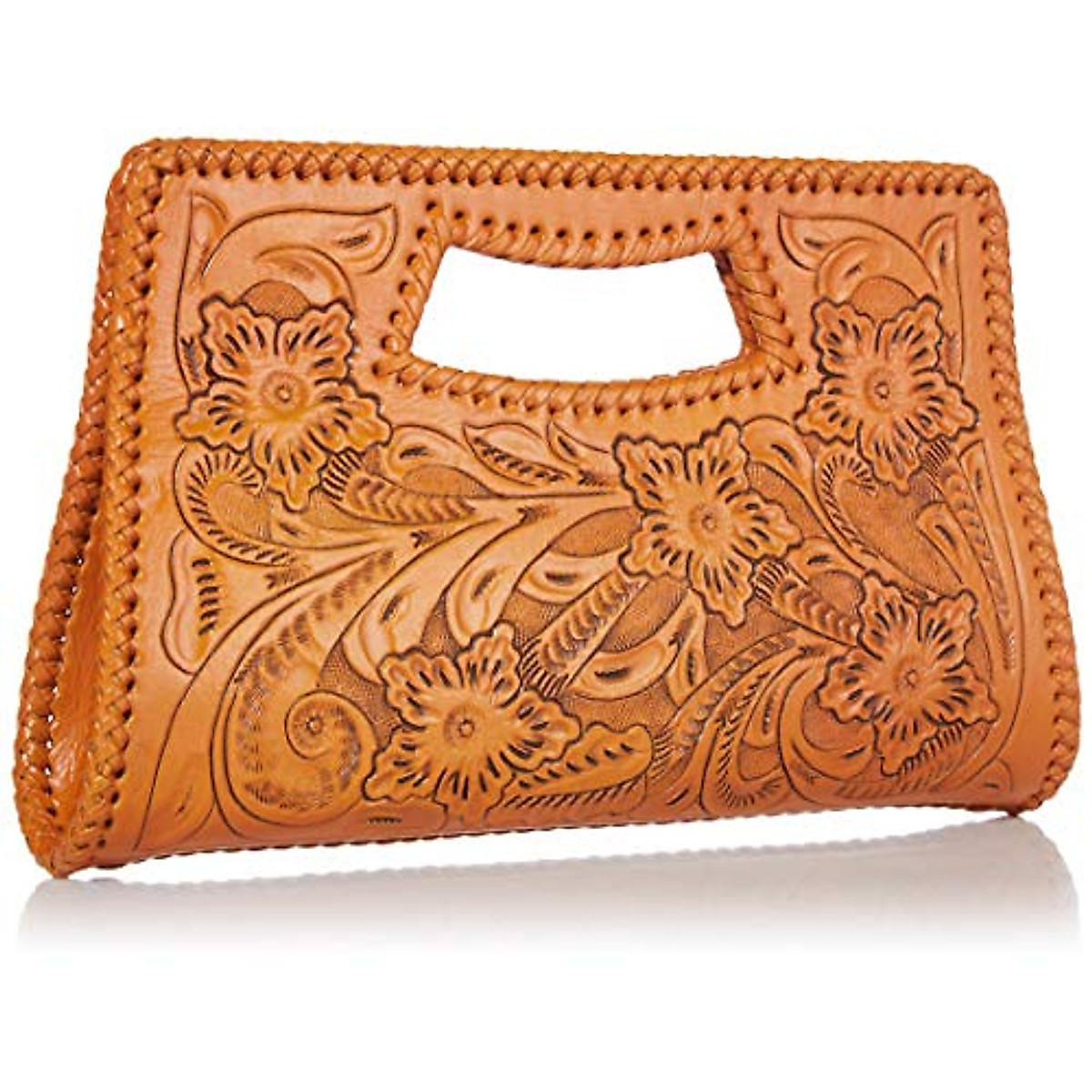 Mauzari Women's Hand Tooled Leather Clutch (Honey)