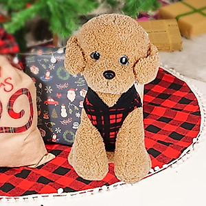 Rbenxia 4 Pieces Buffalo Plaid Dog Sweaters with Leash Ring Soft Fleece Vest Dog Pullover Warm Jacket Pet Dog Clothes Winter Dog Outfits for Small Puppy Cat Pets (Medium)