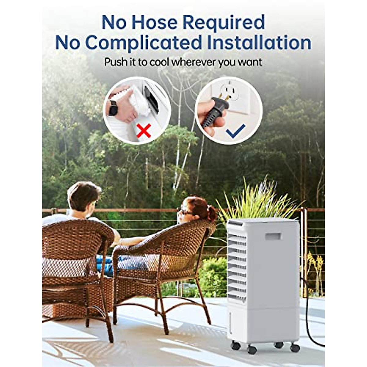 Evaporative Air Cooler, AOLOS Room Air Conditioner Fan, 3 IN 1 Portable Air Cooler w/Remote, 3 Speeds, 1.85-Gal, 7H Timer & 40°Auto Oscillation, Air Conditioner Portable for Room Garage Office