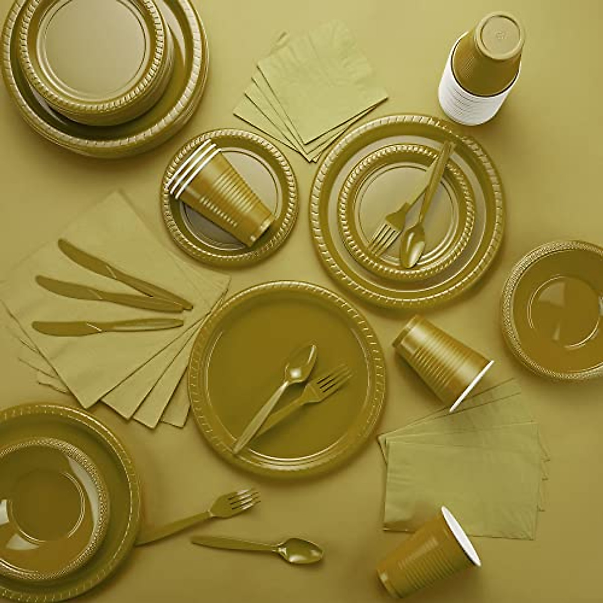 Amcrate Big Party Pack 100 Count Gold Beverage Napkins - Ideal for Wedding, Party, Birthday, Dinner, Lunch, Cocktails. (5” x 5”)