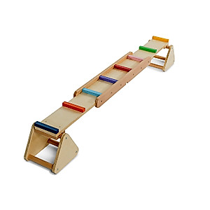 Avenlur Willow Rainbow Seesaw and Balance Beam: Montessori and Waldorf Inspired Gym Equipment for Toddlers & Kids (2-4 yrs), up to 110lbs! Enhance Balance & Coordination with Indoor Play Fun!