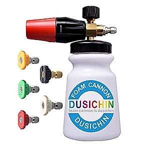 DUSICHIN DUS-218 Foam Cannon Snow Foam Lance Thick Foam Dispenser Pressure Washer Spray Gun Adjustable Nozzle 3000 PSI Jet Wash Adjustable Spray Nozzle Foam Maker 360 Degree Turning for Car Cleaning