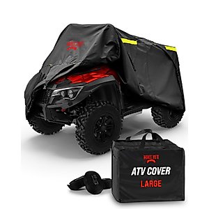 Badass Moto ATV Covers Waterproof Outdoor Heavy Duty, Rip-Resistant, Night-Reflective Quad Cover, 4 Wheeler Cover, Easy-Access Zipper & Vents Four Wheeler Accessories - ATV Gifts, Large 95" Long