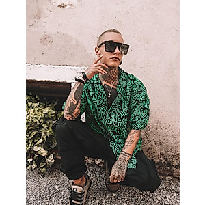 FEISEDY Oversized Sunglasses Mens Womens Flat Top Square Trendy Visor Shades UV400 B2470