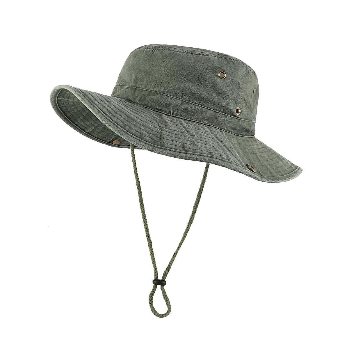 Zylioo XXL Washed Boonie Hats,Size 8 Travel Sun Hats for Hiking Camping Safari,Oversized Fitted Fishing Hat 64cm Army Green