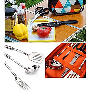 CYXI Portable Camping Kitchen Utensil Set-8 Piece Cookware Kit, BBQ Tools Set,Grill Accessories,for Travel, Picnics, RVs, Camping, BBQs, Parties (Color : A)