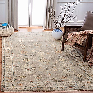 SAFAVIEH Samarkand Collection 8' x 10' Light Grey/Beige SRK106F Hand-Knotted Traditional Wool Area Rug