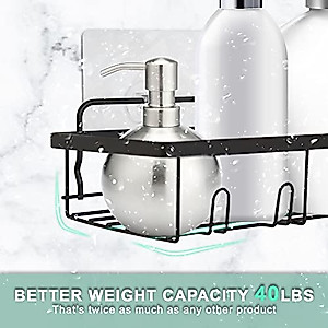 Fakoidat Shower Caddy with Soap Dish Holder, Set of 4 Adhesive Shower Shelves, Large Capacity Rustproof Stainless Steel Bathroom Organizer for Inside Shower, No Drilling Needed, Sleek Black Finish