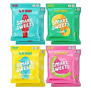 SmartSweets Variety Pack, 1.8oz (Pack of 8), Candy With Low Sugar & Calorie, Healthy Snacks For Kids & Adults - Sweet Fish, Sourmelon Bites, Peach Rings, Sour Blast Buddies