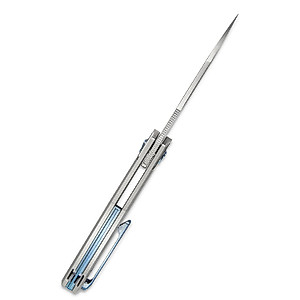 Kubey Barracuda KU299 Pocket Folding Knife, Front Flipper Titanium Folder with 3.38" Swedged Wharncliffe S30V Blade Ideal for EDC Outdoor Hunting and Camping (Gray)