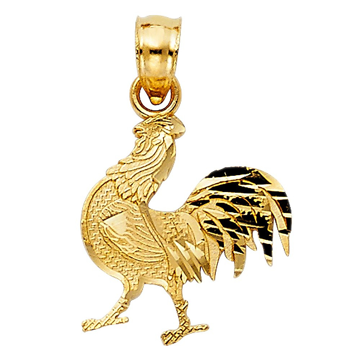 14k REAL Yellow Gold Rooster Charm Pendant
