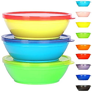 Youngever 18 Sets 8 ounce Kids Bowls with Lids (18 Bowls + 18 Lids), Small Food Storage Containers, Toddler Bowls with Lids, Set of 18 in 9 Assorted Colors