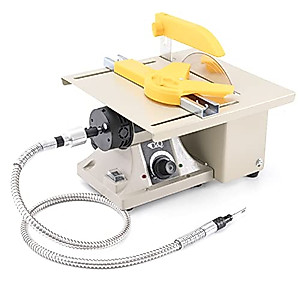 DZQ Mini Table Saw Jewelry Making Polisher w/Flex Shaft Multifunctional Bench Grinder Sander Buffing Machine Metal Dental Polishing Woodworking Tool 69Pcs Accs 10,000Rpm 750W