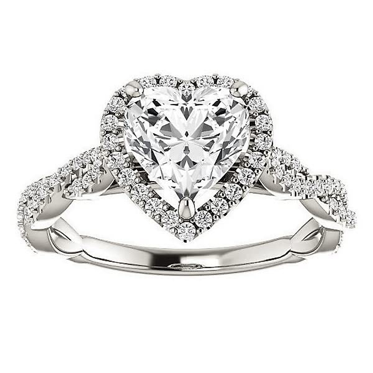 JEWELERYN 4 CT Heart Colorless Moissanite Engagement Ring for Women/Her, Wedding Bridal Ring Set, Eternity Sterling Silver Solid Gold Diamond Solitaire 3-Prong Set for Her (8.5)