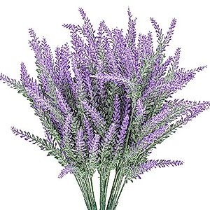 Grunyia 6 Bundles Artificial Flowers Lavender Bouquet in Purple Artificial Plant Arrangement Lifelike Natural Fake Plant to Brighten Up Your Home Decor Party Wedding Garden Office Patio Decoration