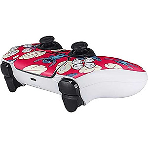 Skinit Decal Gaming Skin Compatible with PS5 and Compatible with PS5 Digital Edition DualSense Controller - Officially Licensed Disney Stitch Pattern Design