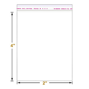 Macoota 200 Pcs 2" x 4" Thick 1.6 Mil Small Clear Self Sealing Resealable Cellophane Poly Bags Heavy-duty Adhesive Cello Plastic Bags Packaging Jewelry Earrings Beads Gift OPP Bag