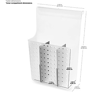 Madesmart Over Door Hair Tool Organizer for Straighteners, Curling Irons, and Brushes, Hanging Bathroom Storage Hair Tool Holder, Frost