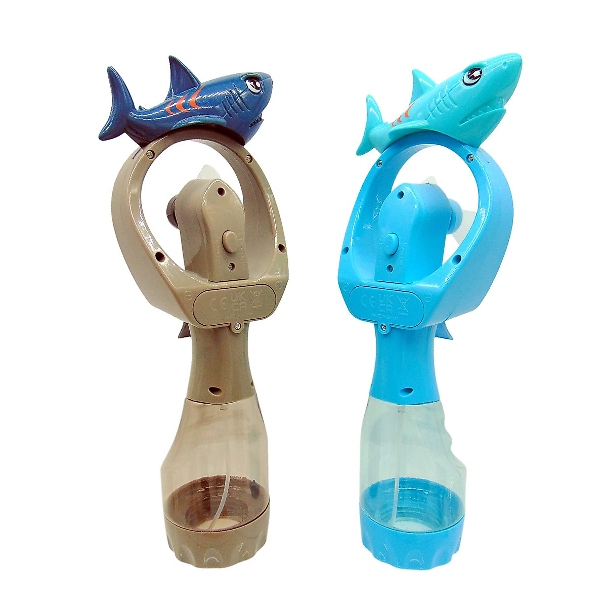 Shark Misting Spray Bottle Fan Kids Personal Cooling Mist Portable Handheld Humidifier Powered Fans with Mist for Boys or Girls, Set of 2