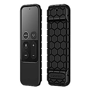 Fintie Protective Case for Apple TV 4K / HD Siri Remote (1st Generation) - Honey Comb Lightweight Anti Slip Shockproof Silicone Cover for Apple TV 4K 5th / 4th Gen Siri Remote Controller, Black