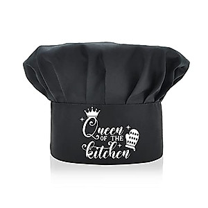 AGMDESIGN Funny Chef Hat, Queen of The Kitchen, Funny Chef Wear, Adjustable Kitchen Cooking Hat for Men & Women Black, Perfect for Birthday/Christmas/Thanksgiving