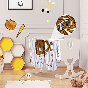 Homegician Baby Cotton Swaddle Blanket, Baseball Design, 40x50 Inch, Includes Props, Marker, and Birth Announcement Cards, Unisex