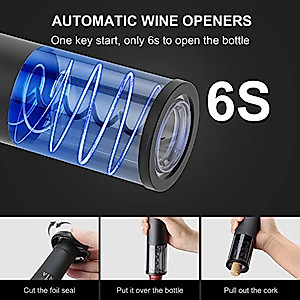 Wine Gift-Electric Wine Opener, Rocyis Automatic Wine Opener-Cordless Electric Corkscrew-Wine Bottle Opener Kit with Foil Cutter, 2 in 1 Aerator Pourer, Vacuum Stopper, USB Charging