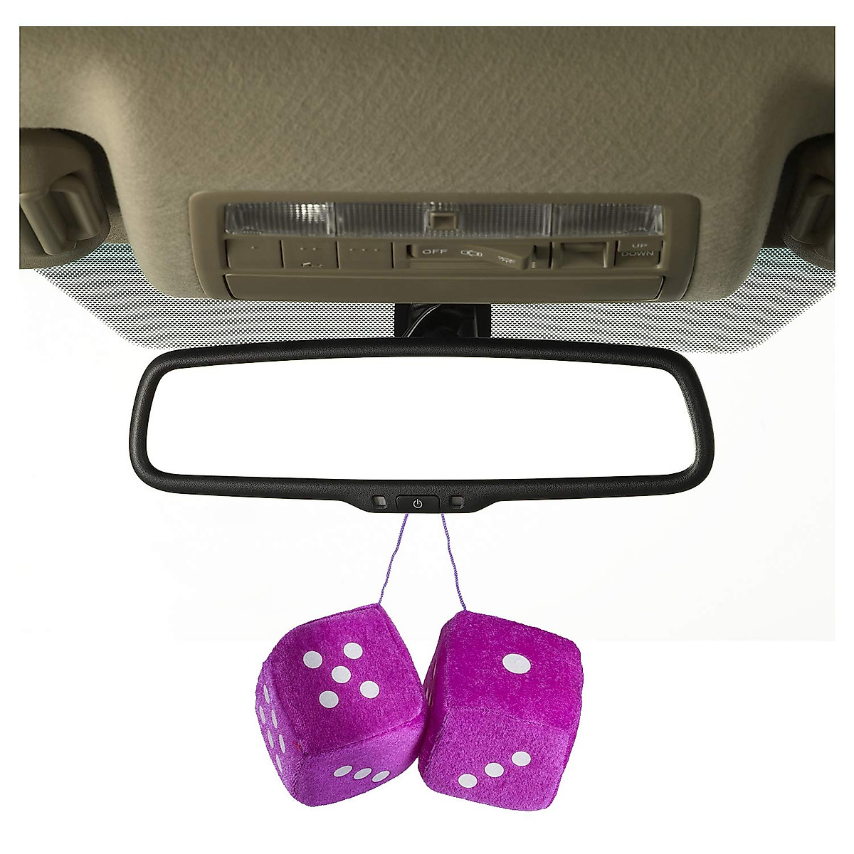 Funny Party Hats Purple Fuzzy Dice - Hanging Car Mirror Dice - 50's Retro Dice