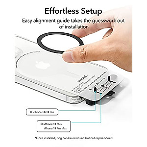 ESR Universal MagSafe Ring 360 (HaloLock), MagSafe Sticker, MagSafe Magnet, Magnetic Conversion Kit for iPhone 14/13/12/11/X Series, Galaxy S22/S21/20 and More, 2 Pack, MagSafe Accessories, Black