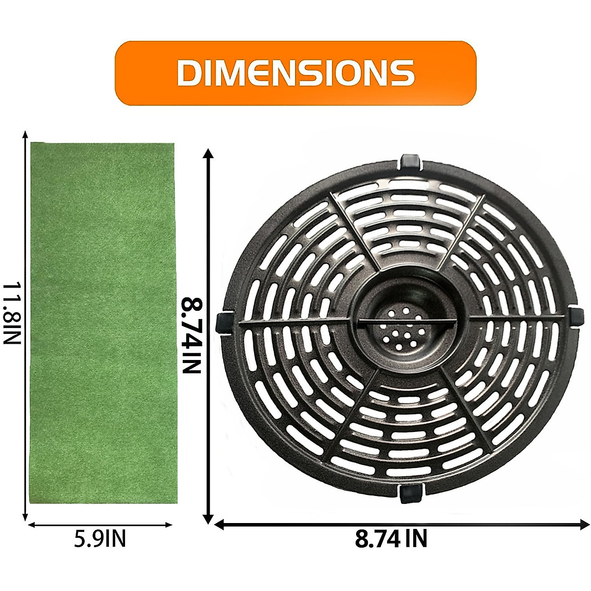 BeranWung 5QT Round Air Fryer Crisper Plate Tray for Ultrean 4.2QT/Gowise USA/PowerXL/Dash/Chefman Air Fryers, Upgraded Nonstick Air Fryer Grill Plate Pan Griller Rack Grate for 5 Quart Air Fryer