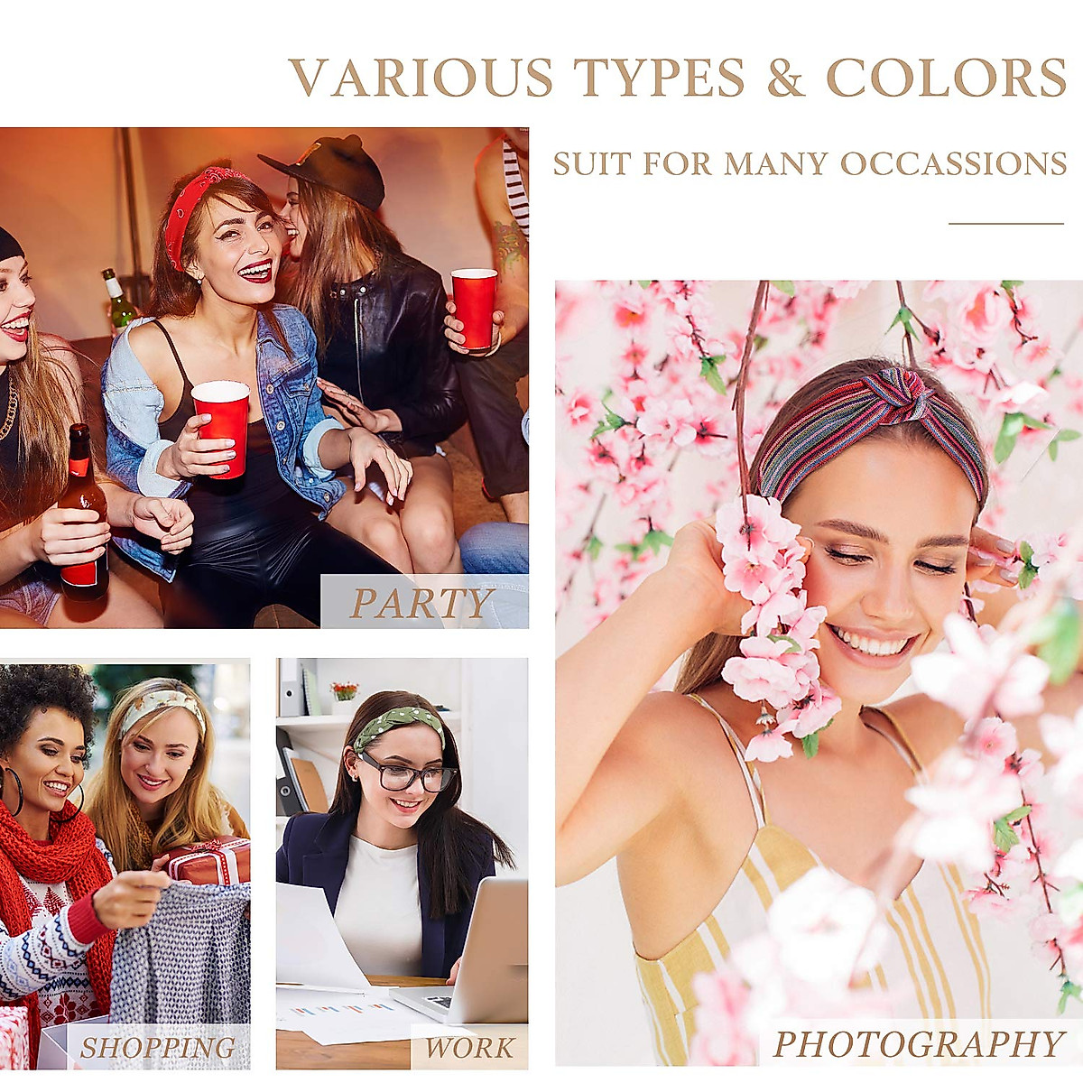 Gloppie Fashion Headbands Knotted Wide Headbands for Women Hair Accessories Workout Hairbands Top Knot Head Bands for Girls 3 Pack