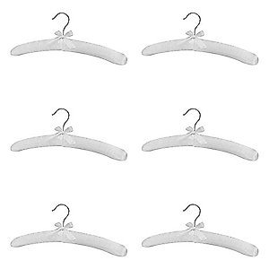 DBM IMPORTS 6 Pcs Smooth Satin Padded Hangers White 15" L for Dress Lingerie Bridal Cloth Hanging