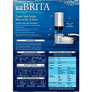 Brita Water Filter for Sink, Faucet Mount Water Filtration System for Tap Water, Reduces 99% of Lead, Chrome
