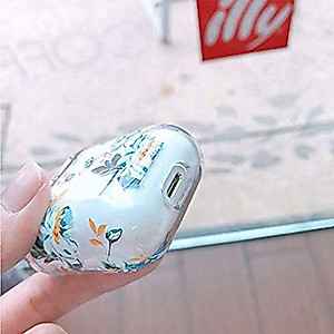 AirPods Case- Airpods Case Cover for Apple Airpods 2/1 Ownest Compatible with AirPods Case with Girls Cute Clear Smooth PC Shockproof No Dust Cover Case (Blue Flowers-3)