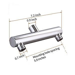AZOS Chrome Double Outlet Shower Manifold, Suitable for Dual Sprayer Showering System, Can Connect Two Showerheads - Double Enjoyment