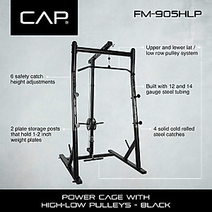 CAP Barbell Power Cage with High-Low Pulleys, Black