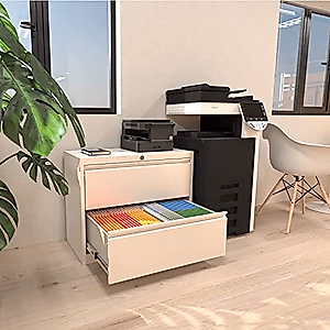 Superday Filing Cabinet Lateral File Cabinet 2 Drawer, 0 Screw Filing Cabinets with Lock, Locking Metal File Cabinets Two Drawer Office Cabinet for Legal/Letter/A4/F4 Home Office(White)