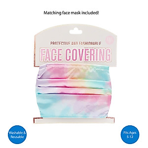 LOVE2DESIGN Sequin Tie Dye Backpack Set for Girls, 16 inch, 6 Pieces - Includes Washable Cloth Face Mask, Foldable Lunch Bag, Water Bottle, Pencil Case, & Carabiner Clip