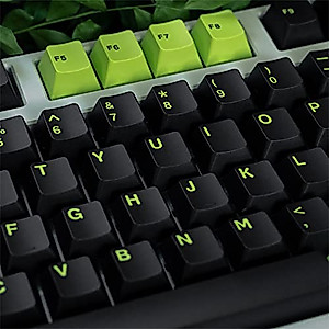 mintcaps Doubleshot Keycaps Green Black Keycaps 121 Keys Cherry Profile Custom Keycaps Set for Cherry MX Gateron Switches Mechanical Keyboards