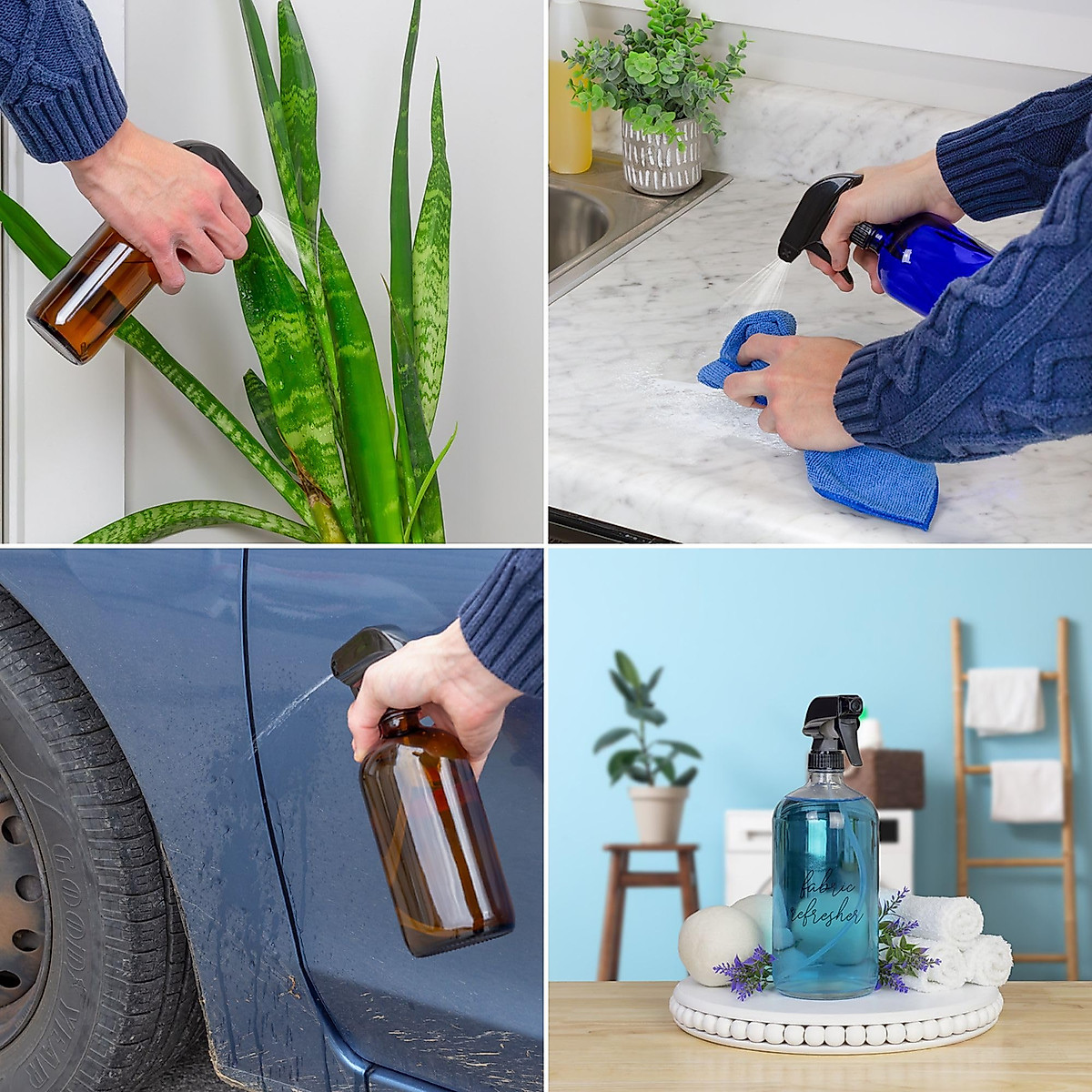 Cornucopia Brands 3-Setting Mist Spray & Stream Sprayer Replacement Parts (6-Pack); Fits Standard 8oz / 16oz Boston Round 28/400 Neck Bottles